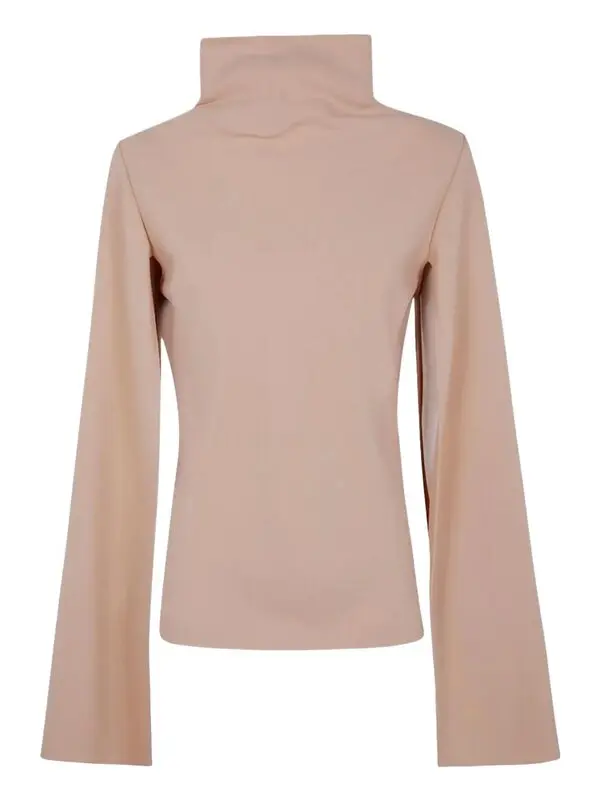 Alberta Ferretti High-neck Cape-sleeved Top - Beige