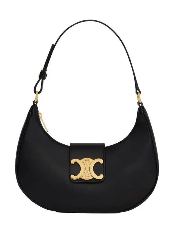 Celine Medium Ava Triomphe Bag In Smooth Calfskin - Black