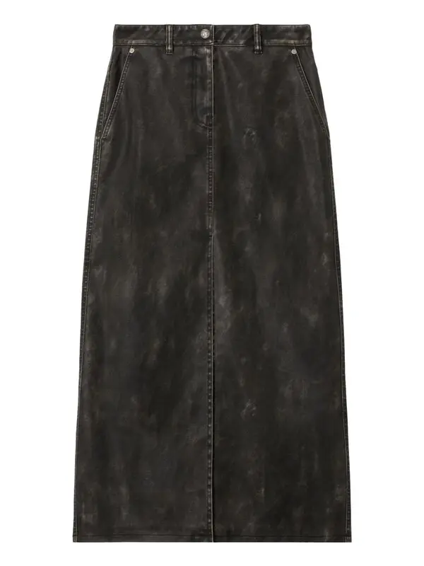 Palm Angels Curved Logo Coated Long Skirt - Dark Grey-black