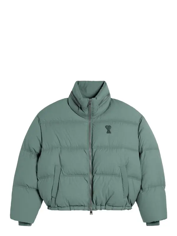 Ami De Coeur Down Puffer Jacket With Invisible Hood - Green