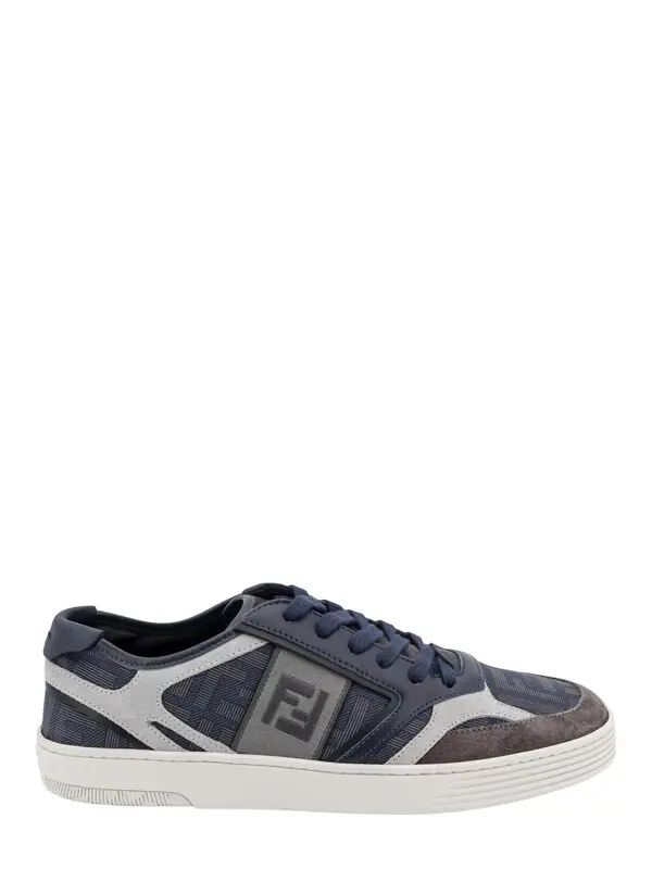 Fendi Low-top Lace-up Sneakers With Ff Inlay - Black