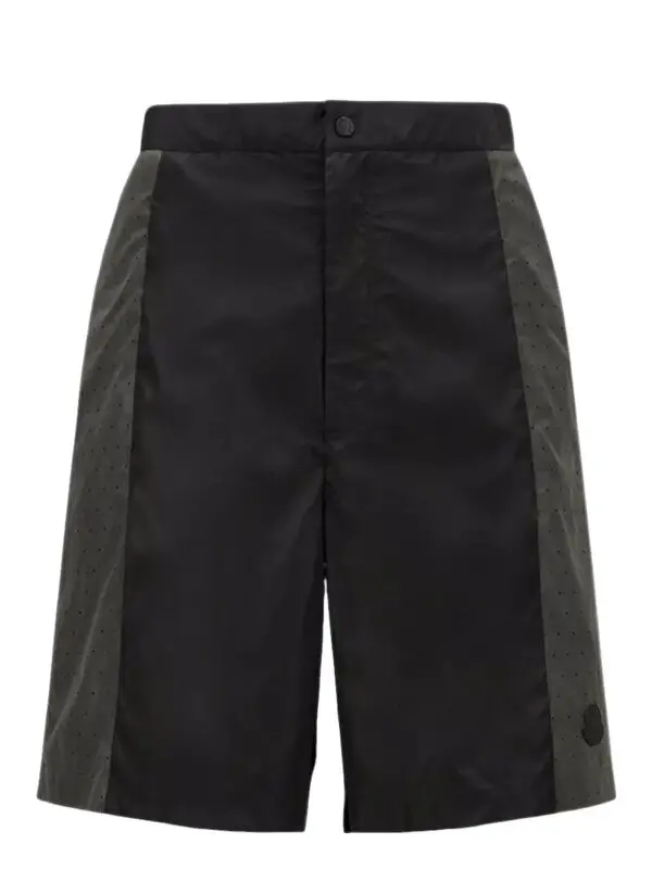Moncler Nylon Shorts With Laser Cut Detailing - Black
