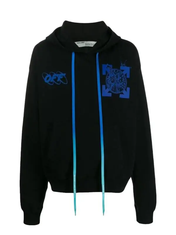 Off-White Logo Printed Hooded Sweater - Black