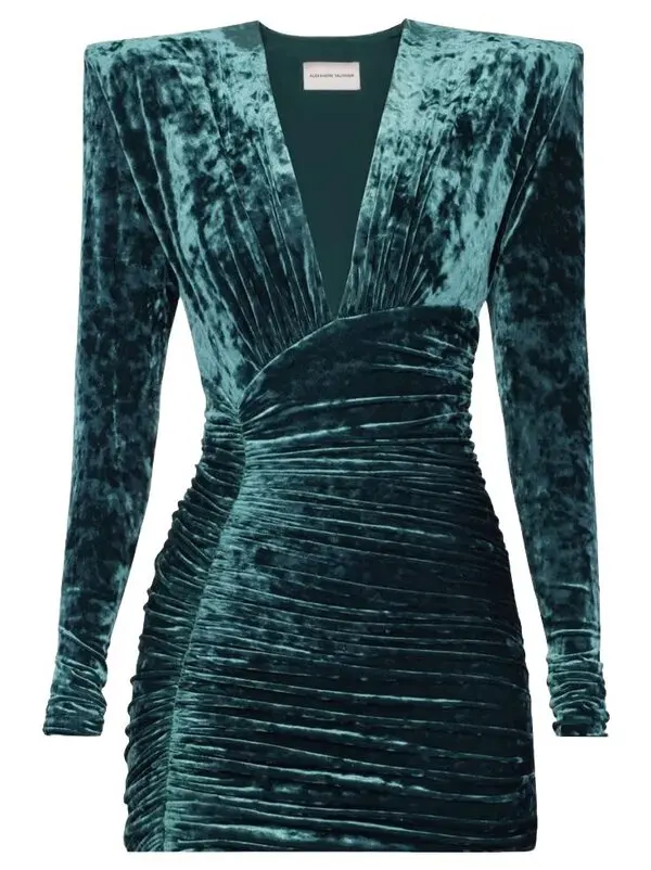 Alexandre Vauthier Draped Velvet Mini Dress - Black