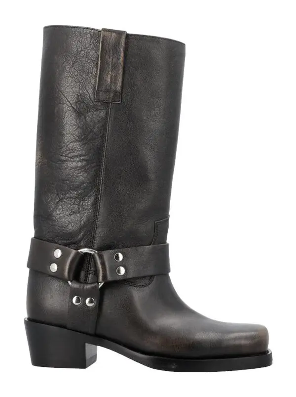 Paris Texas Roxy Square Toe Harness Boots - Black