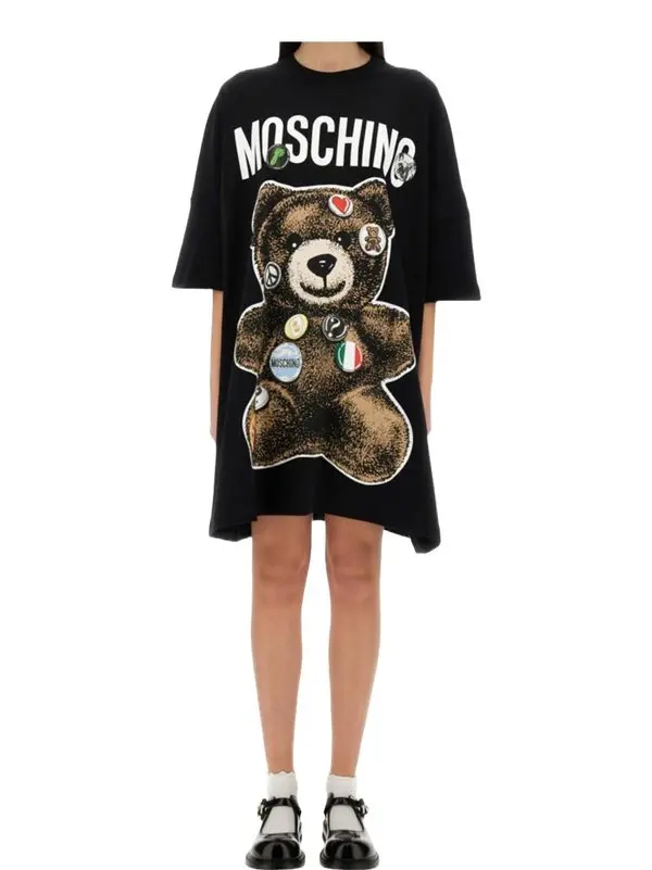 Moschino Teddy Bear Print Mini Dress - Black