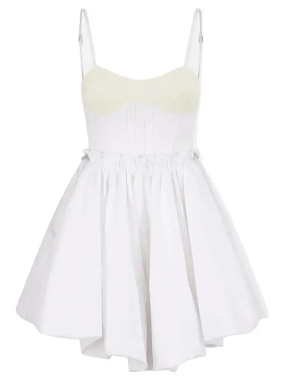 Attico Spaghetti Strap Mini Dress With Back Cutout - White