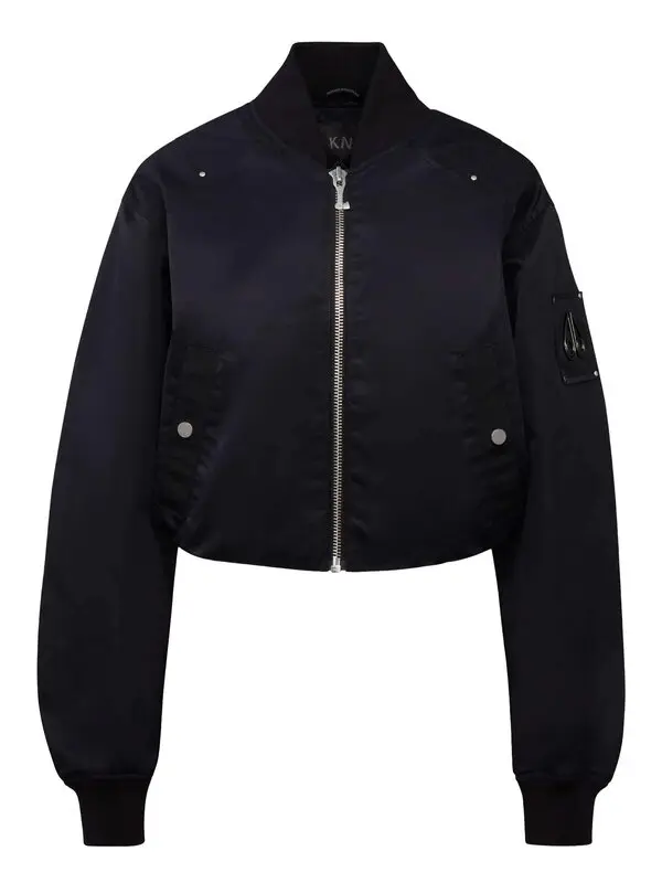 Moose Knuckles Zipped Cropped Bomber Jacket - Black