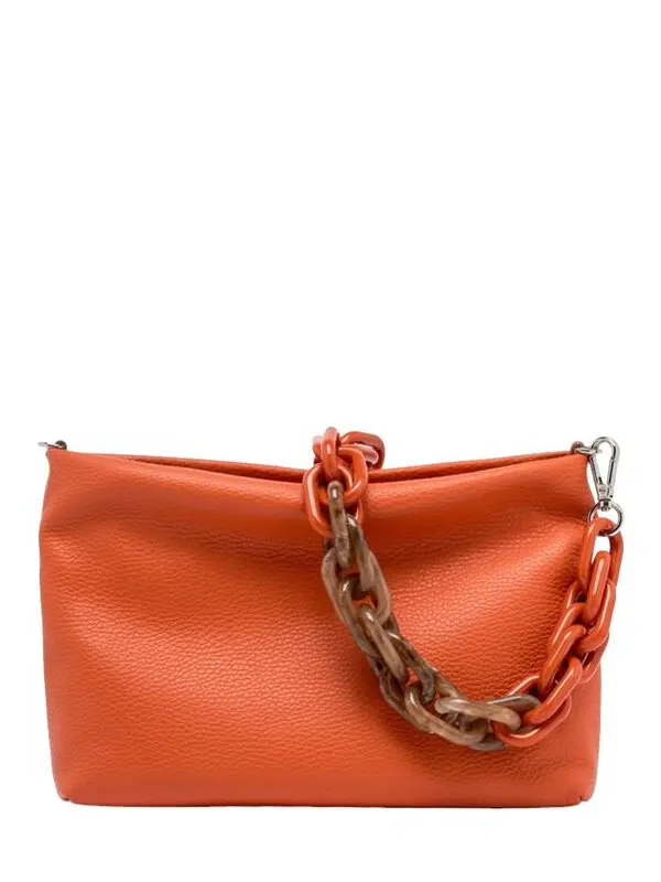 GIANNI CHIARINI Zippered Shoulder Bag With Detachable Chain - Corallo