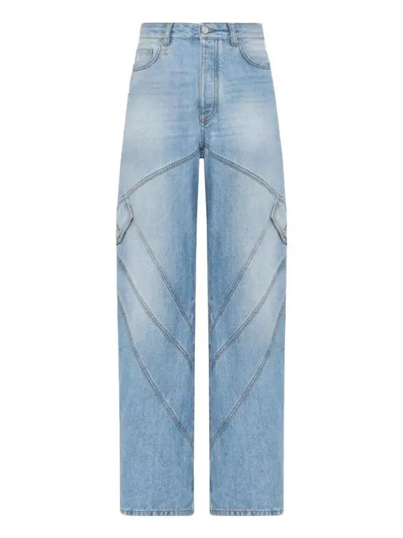 Amiri Panelled Wide-leg Jeans - Blue