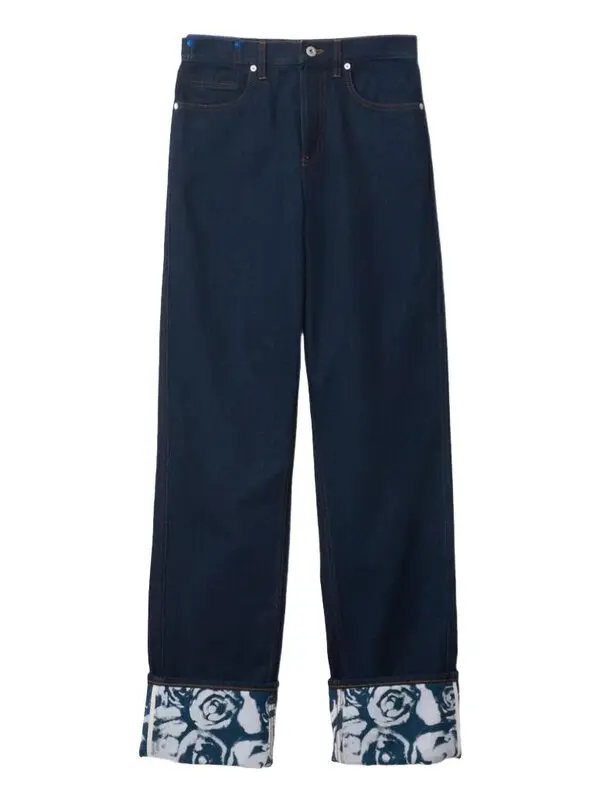 Burberry Straight-leg Jeans With Floral Cuffs - Blue
