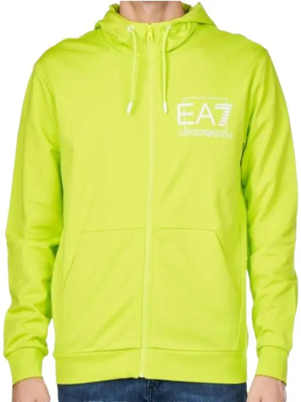 EA7 Logo Printed Hooded Sweater - Yellow
