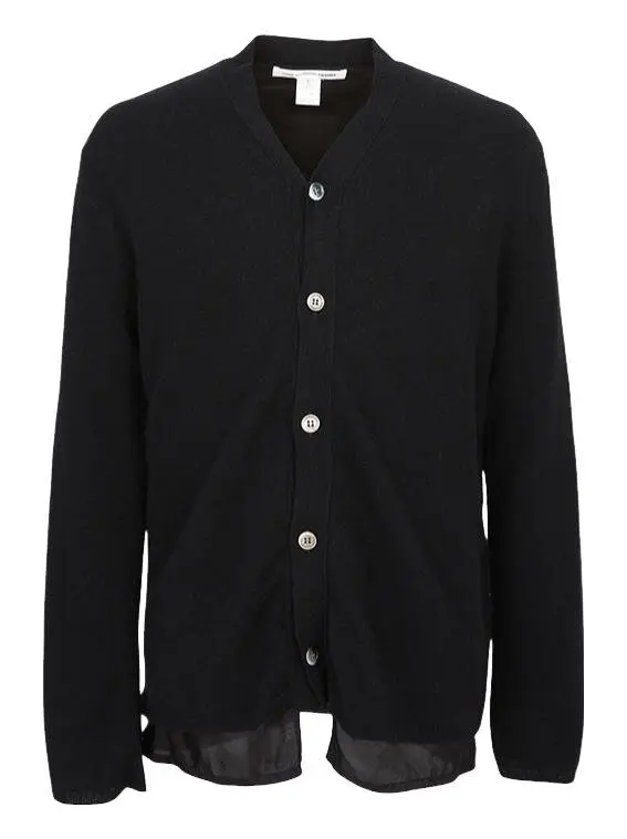 Comme Des Garçons V-neck Long-sleeved Sweater With Button Closure - Black