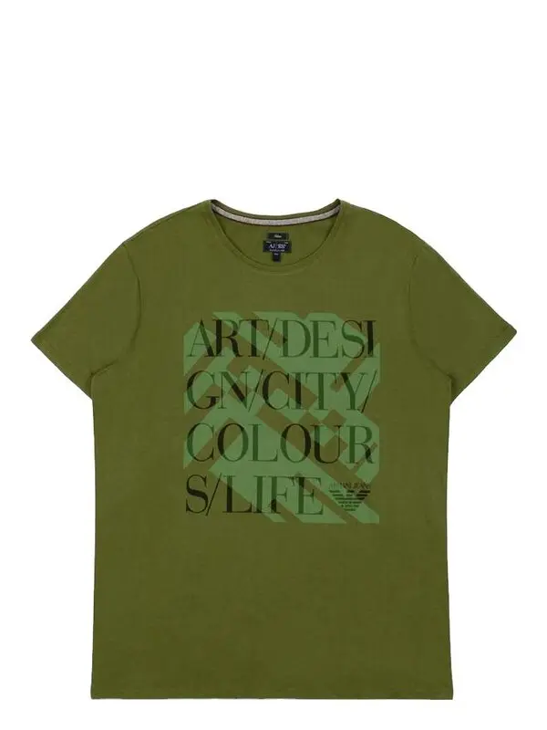 Emporio Armani Round Collar Printed T-shirt - Green