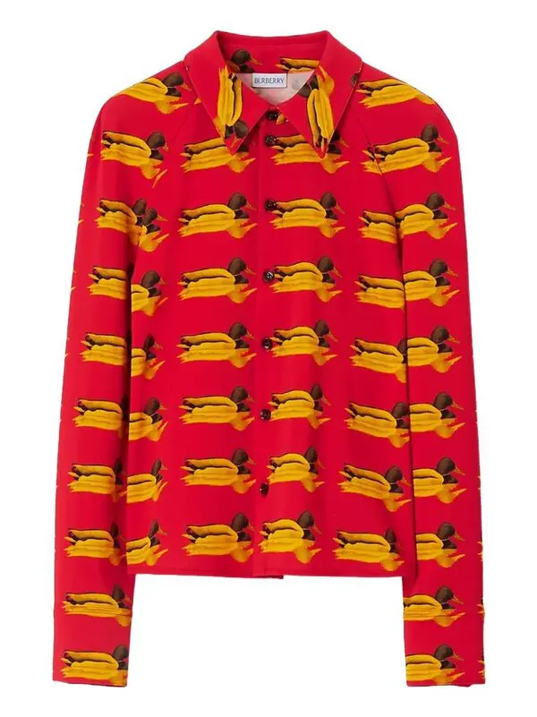 Burberry Printed Long Sleeve Shirt - Red