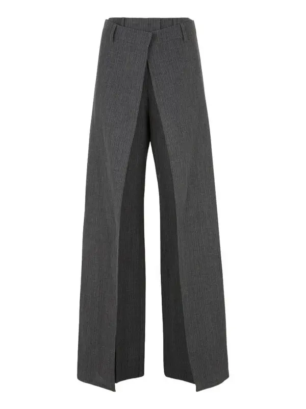 Fendi Wide-leg Trousers With Double-layer Effect - Grey
