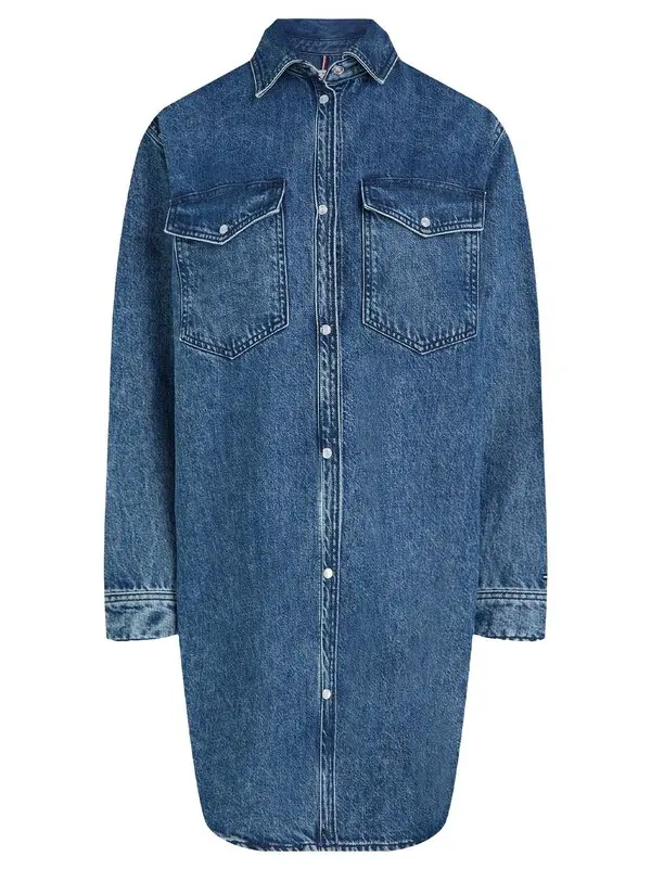 Tommy Hilfiger Long-sleeved Denim Shirt Dress - Blue