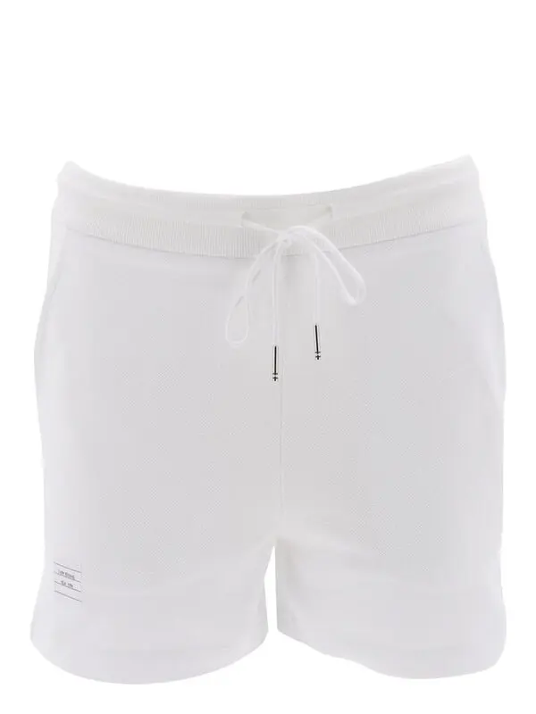 Thom Browne Piqué Shorts With Rwb Stripe Detail - White