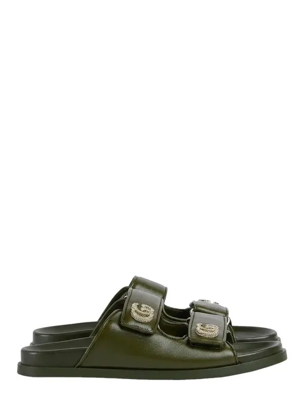 Gucci Logo Plaque Slip-on Sandals - Dark Green