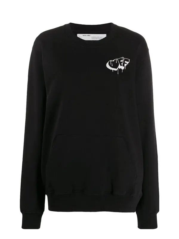 Off-White Graffiti Logo Cotton Sweatshirt - Black