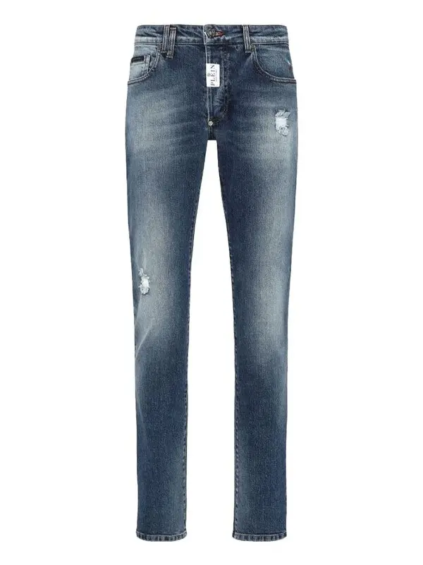 Philipp Plein Logo Patch Straight-cut Jeans - Blue