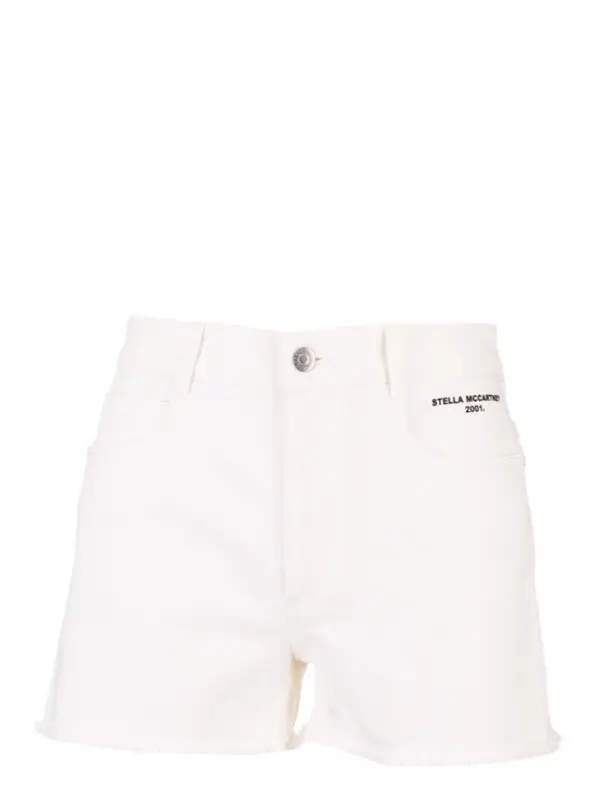 Stella McCartney Frayed Hem Denim Shorts - White