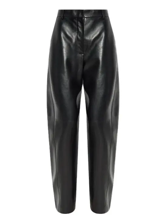 Givenchy Wide Leg Leather Trousers - Black