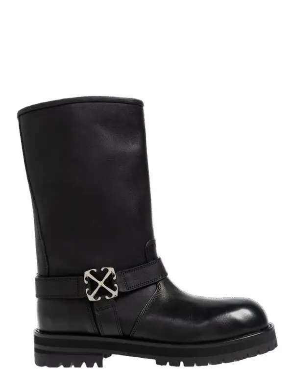 Off-White Arrow Plaque Ankle Boots - Black