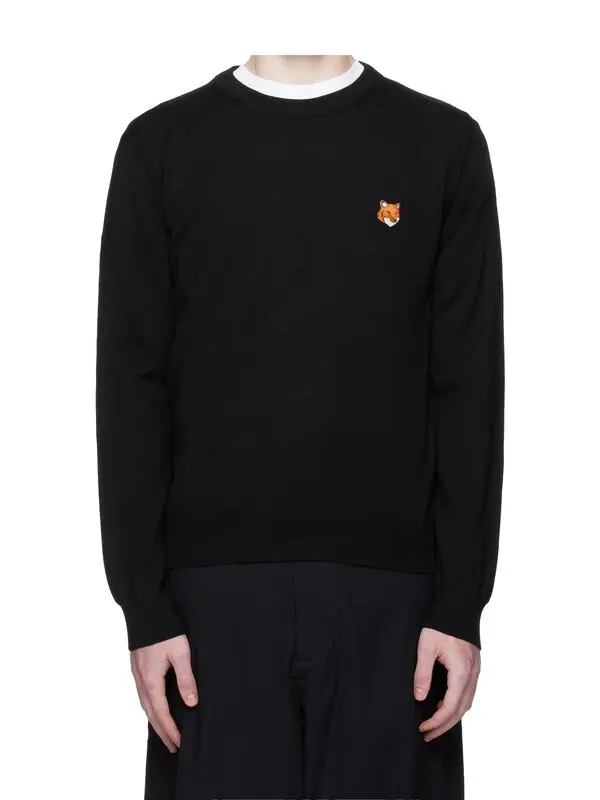 Maison Kitsuné Fox Head Crewneck Jumper - Black