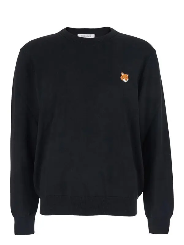 Maison Kitsuné Fox Head Crewneck Jumper - Black