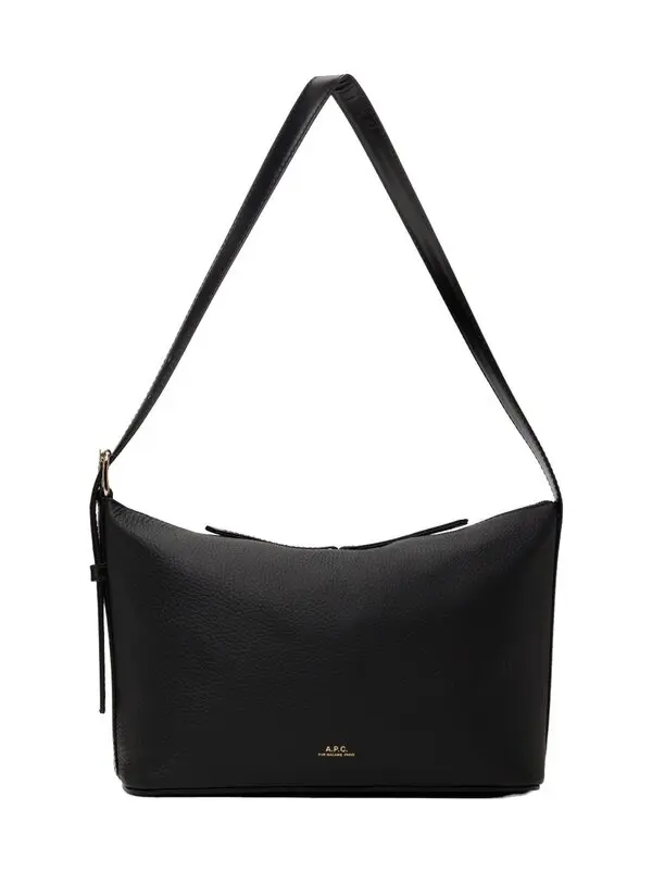 A.p.c. Vera Logo Embossed Shoulder Bag - Black
