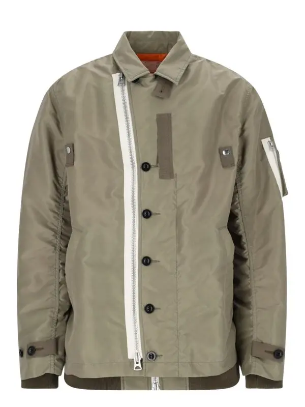 Sacai Layered Single-breasted Zipped Jacket - Nude