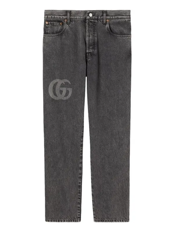 Gucci Slim Fit Denim Jeans With Double G Detail - Grey