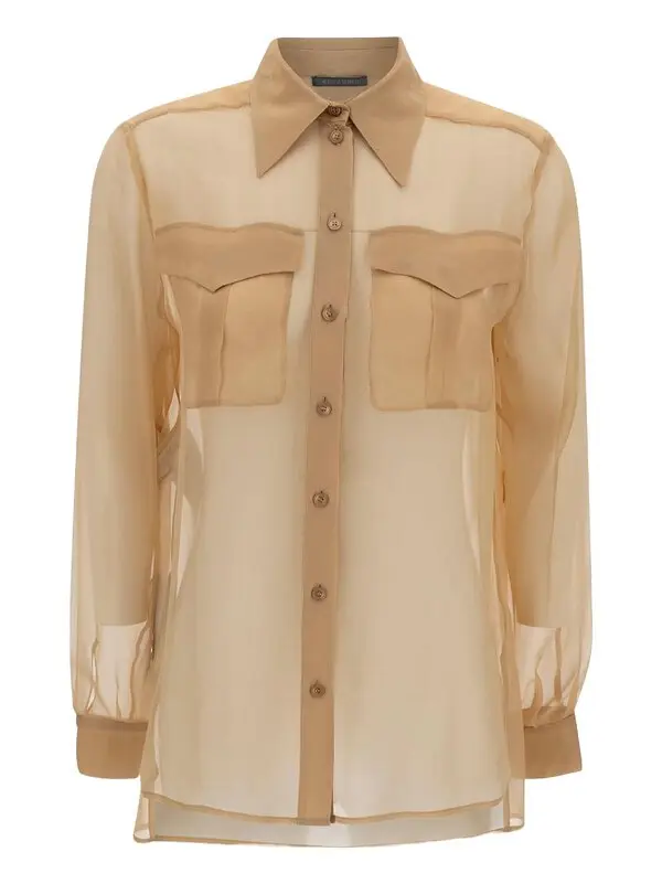 Alberta Ferretti Sheer Long Sleeve Shirt - Nude