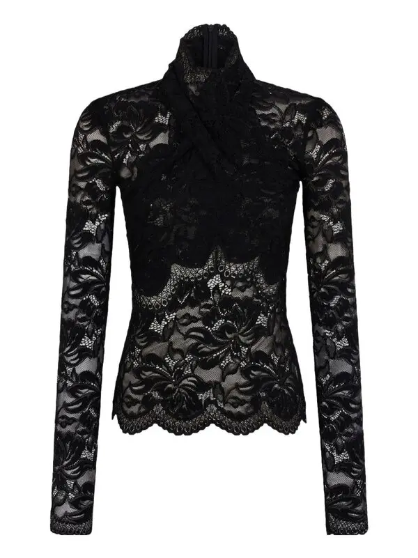 Rabanne Long-sleeved Lace Top - Black