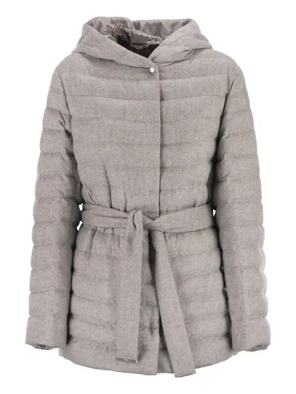 Herno Quilted Belted Down Jacket With Hood - Gray