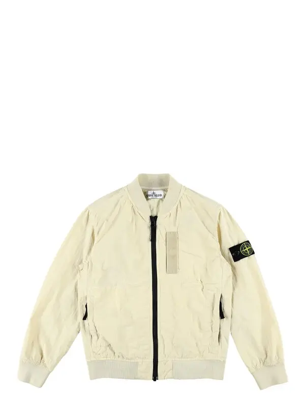 Stone Island Long Sleeve Logo Zip-up Jacket - Flaxen