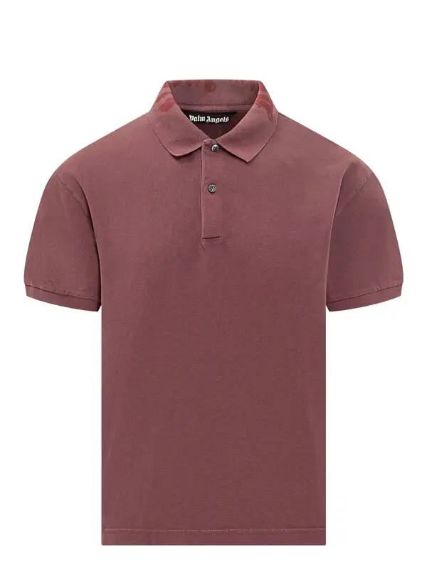 Palm Angels Logo Detailed Short-sleeved Polo Shirt - Red