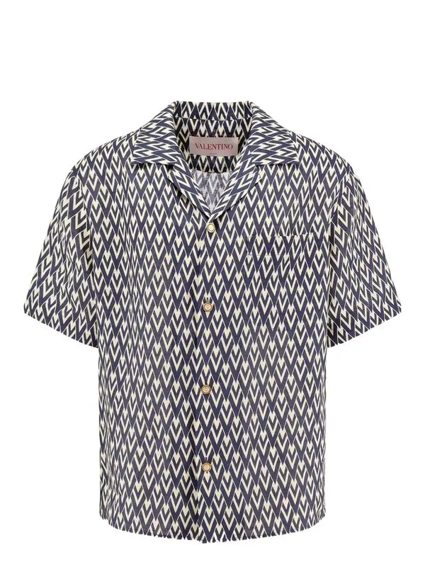 Valentino Garavani All-over Printed Short-sleeved Shirt - Blue