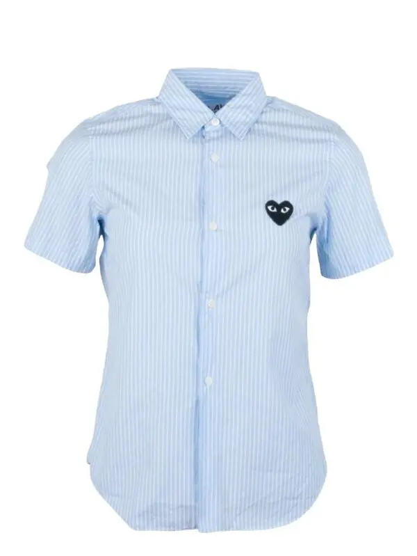 Play Comme Des Garcon Short Sleeve Striped Shirt - Blue