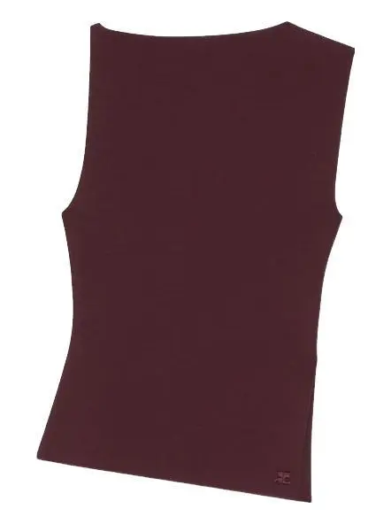 COURREGES Asymmetrical Interlock Top With Ac Logo - Burgundy Red