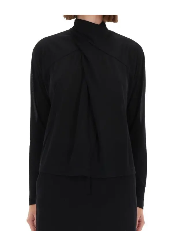 Versace Draped Long-sleeve Top - Black
