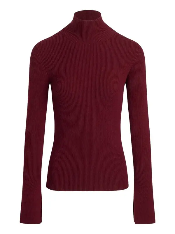 PATOU Ribbed Turtleneck Sweater With Extended Cuffs - Brown