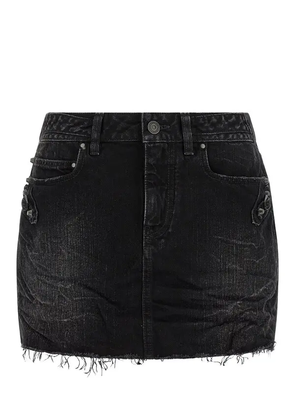 Balenciaga Frayed Edge Denim Mini Skirt - Black