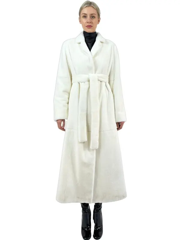 LISKA Long-sleeved Fur Coat - White
