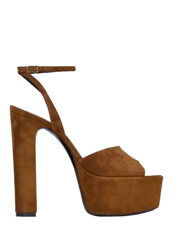 Saint Laurent Jodie Almond Toe Platform Sandals - Brown