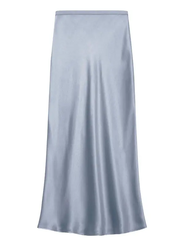 ANINE BING Bar Bias-cut Silk Midi Skirt - Blue