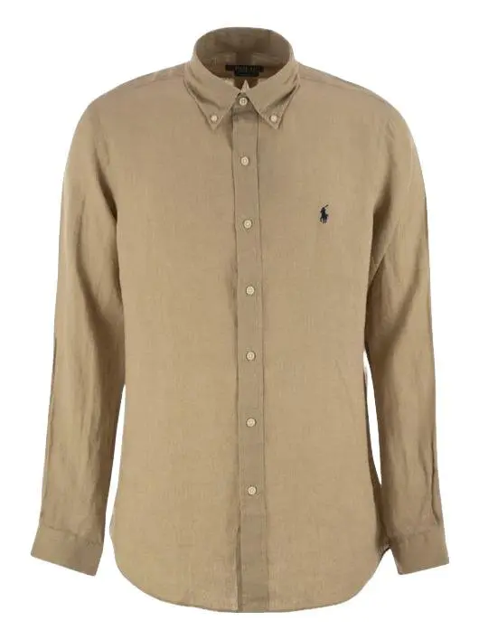 Polo Ralph Lauren Polo Pony Embroidered Buttoned Shirt - Light Beige