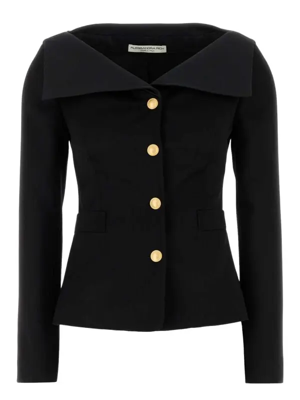 Alessandra Rich Mikado Collar Light Jacket - Black
