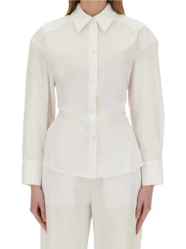 Moschino Long Sleeve Shirt With Lapel Collar And Open Back - White